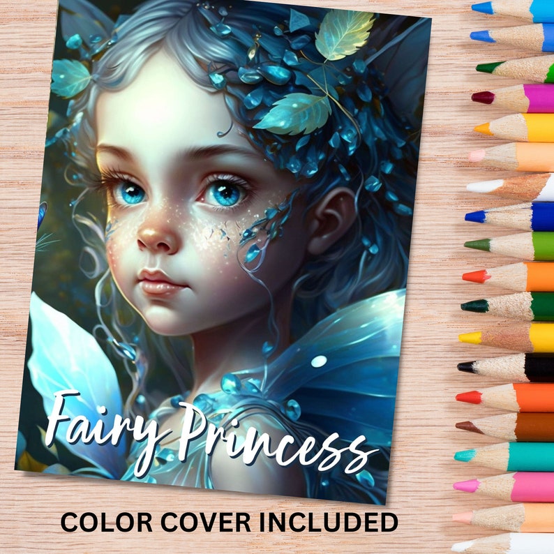 Delicate Fairy Princess Coloring Page Fantasy Coloring Book - Etsy