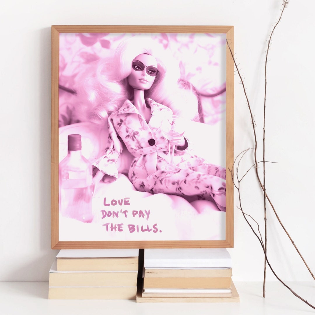 Trendy Retro Wall Art, Black and White Print, Funny Poster, Preppy Pink ...