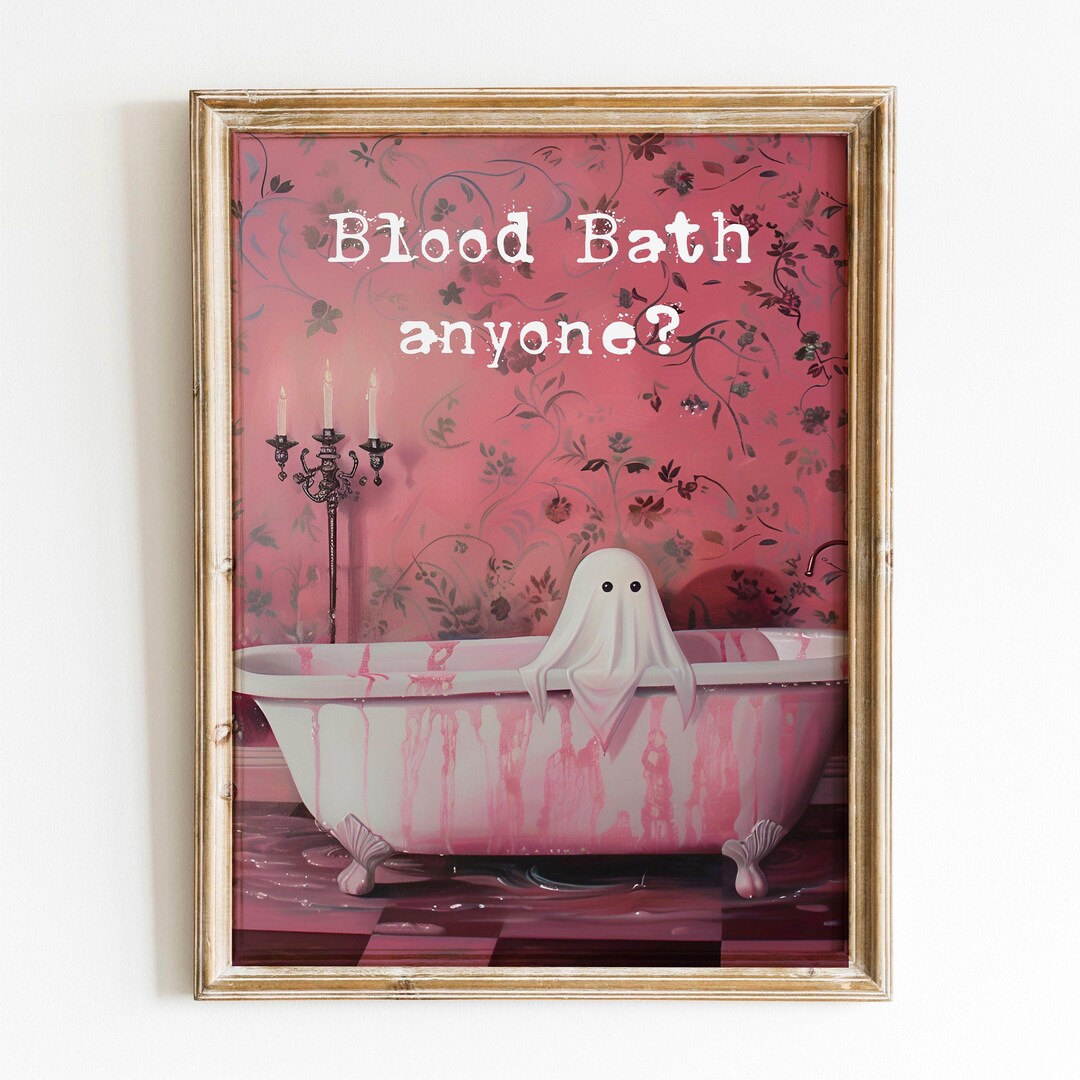Blood Bath Halloween Bathroom Laundry Art Cute Creepy Ghost in Bath ...