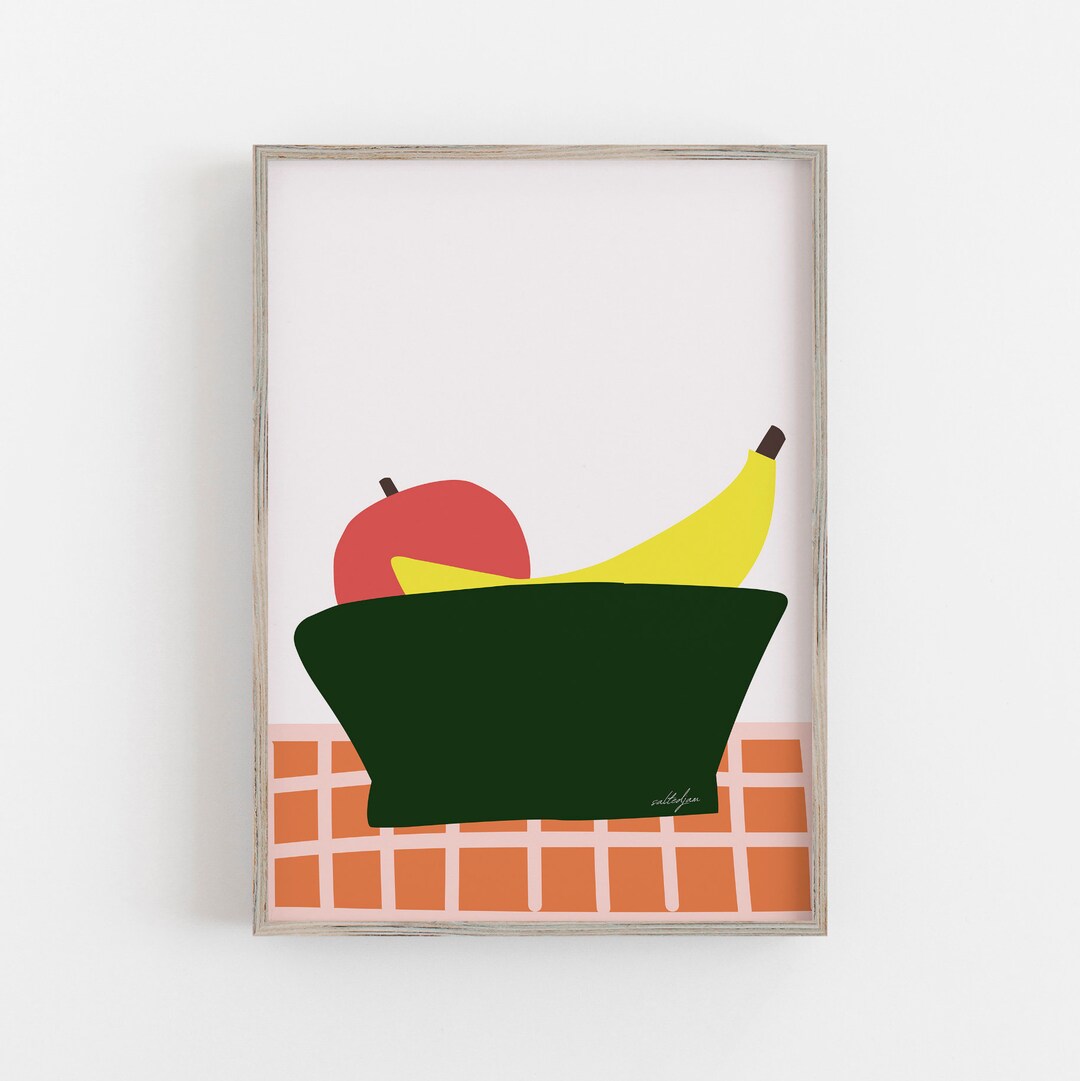 Fruit Bowl No.1, Fruit Illustration Art, Still Life Fruit Bowl Poster ...