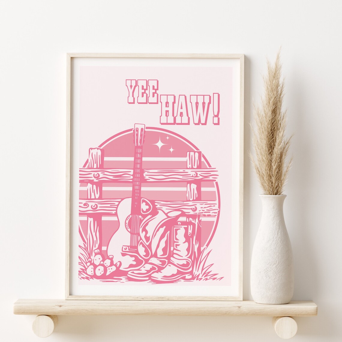 Preppy Pink Cowgirl Hat Boots Poster Cowboy Poster Country - Etsy