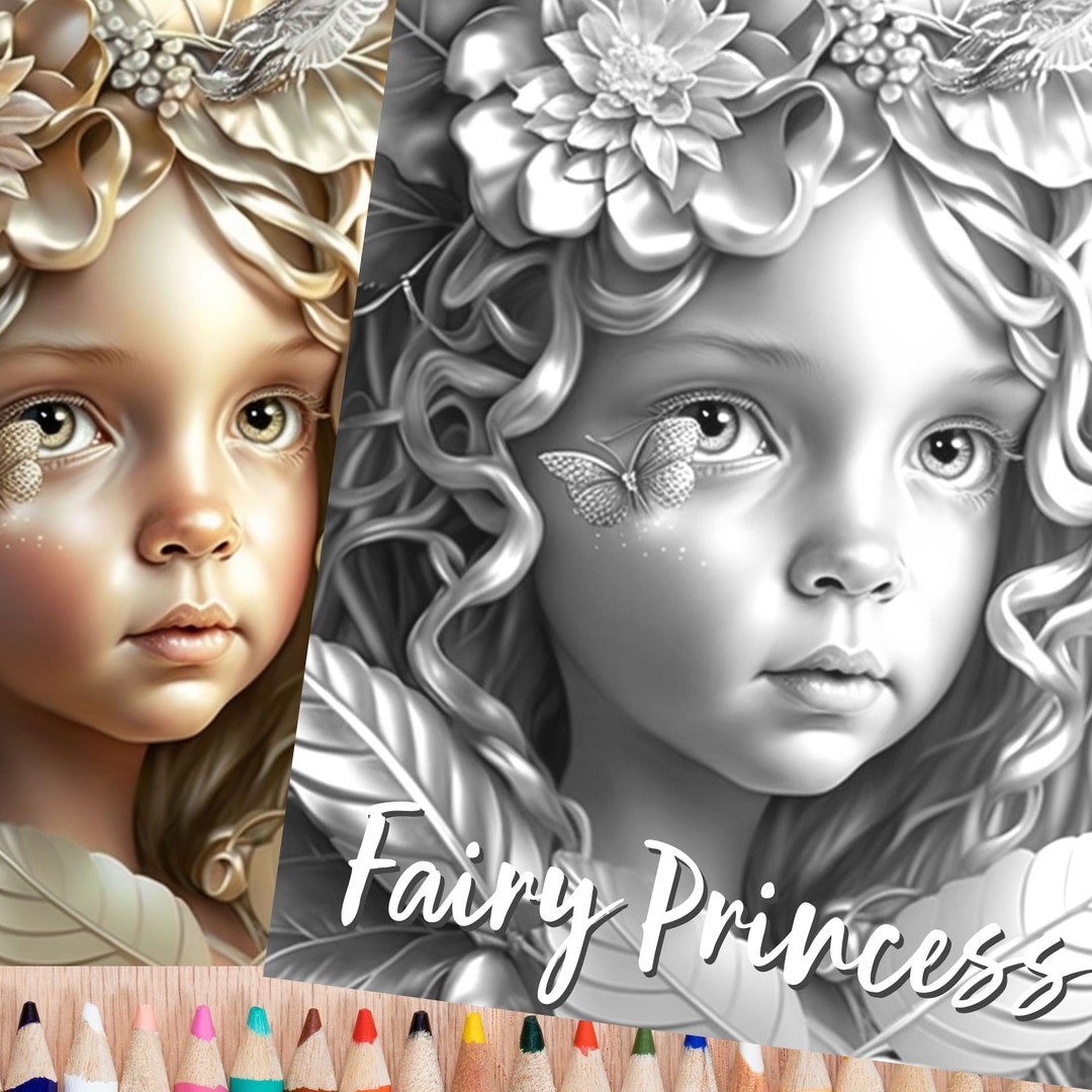 Delicate Fairy Princess Coloring Page | Fantasy Coloring Book, Adult ...