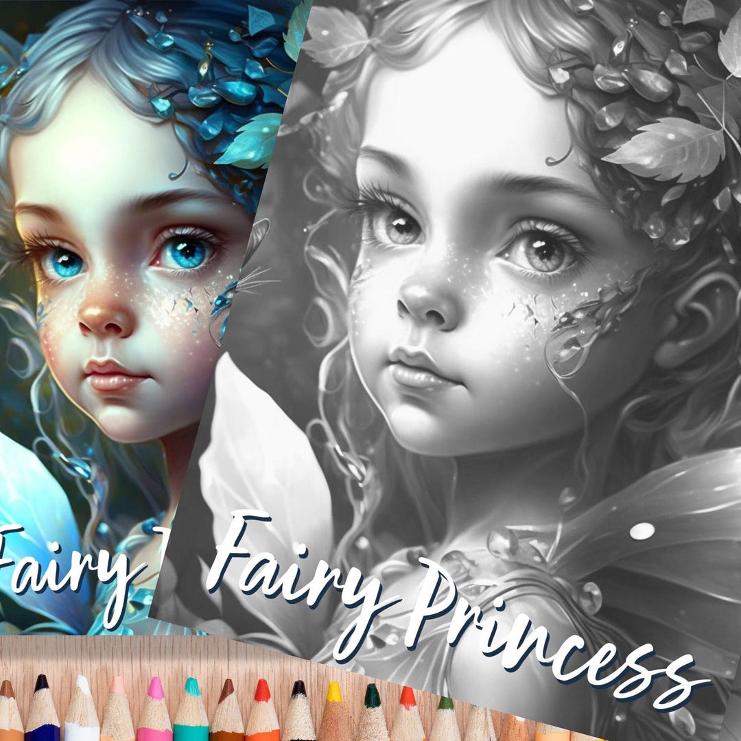 Delicate Fairy Princess Coloring Page | Fantasy Coloring Book, Adult ...