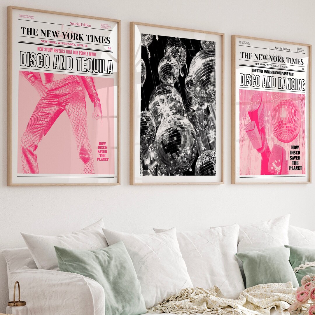 Funky Disco Ball Set of 5 Posters, Retro Vintage Print, Trendy ...