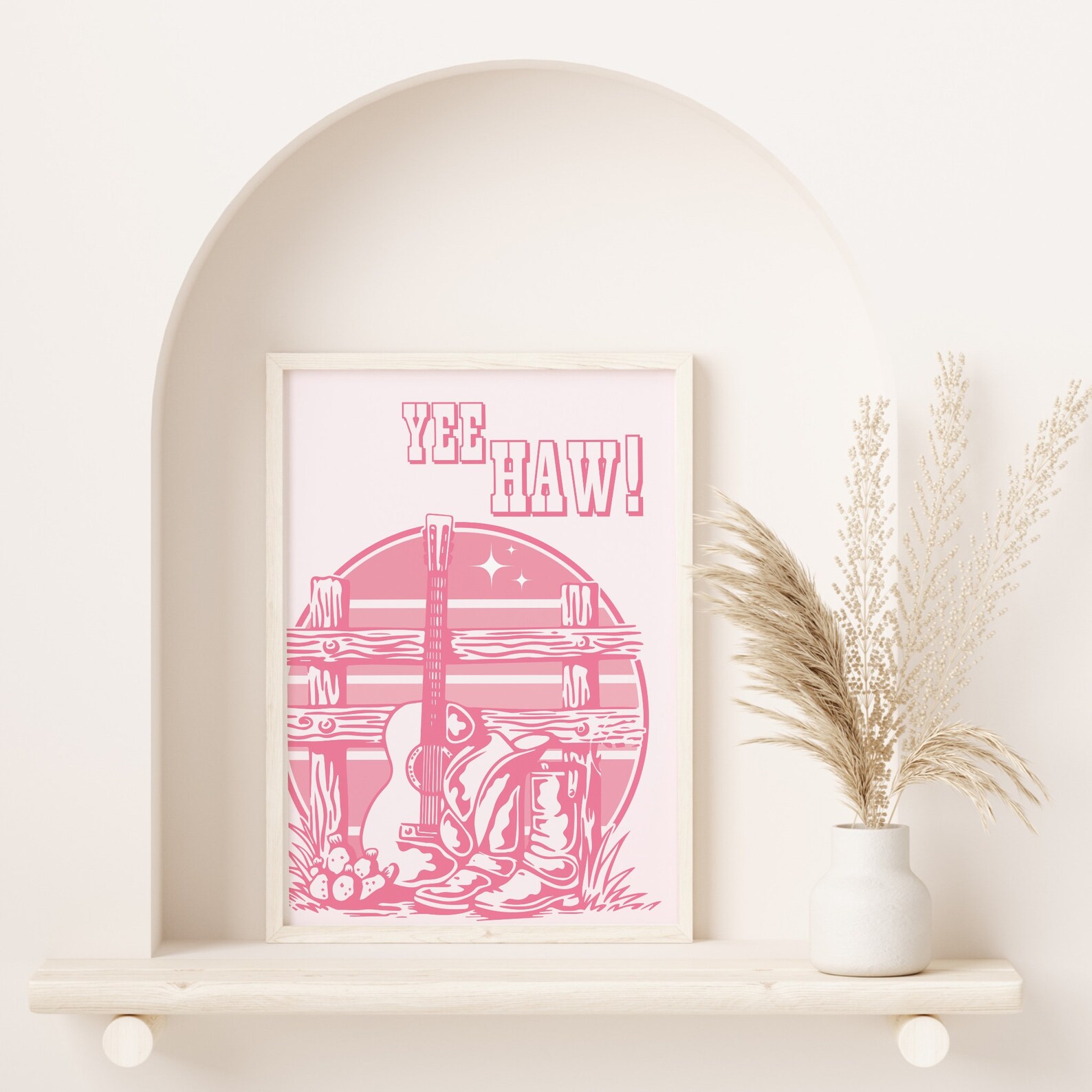 Preppy Pink Cowgirl Hat Boots Poster Cowboy Poster Country - Etsy
