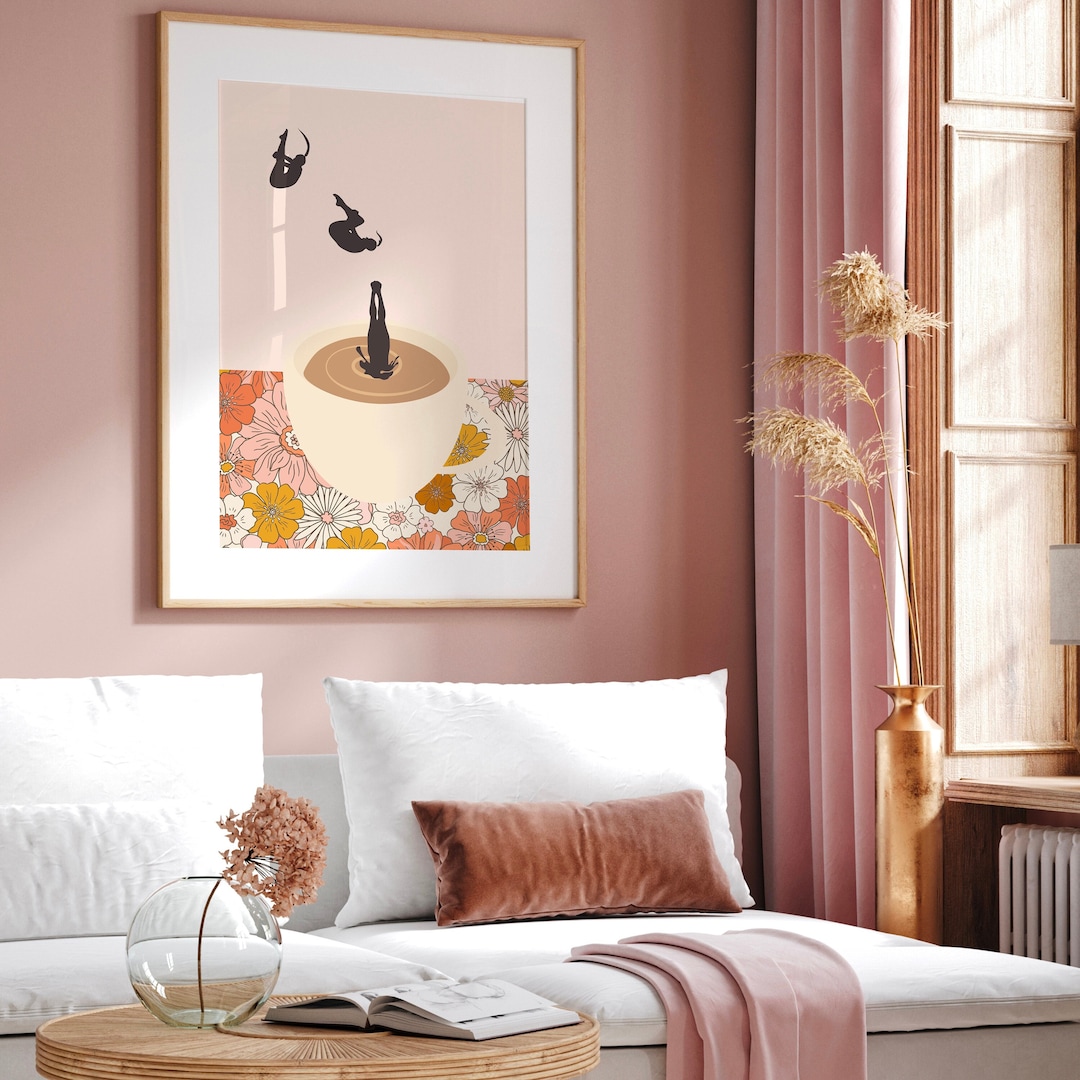 Cafe Art, Coffee Print, Drink Poster, Modern Kitchen Decor, Retro ...