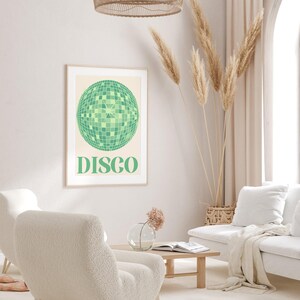 Trendy Retro Disco Ball Poster | Retro Print | Preppy Poster | Disco ...