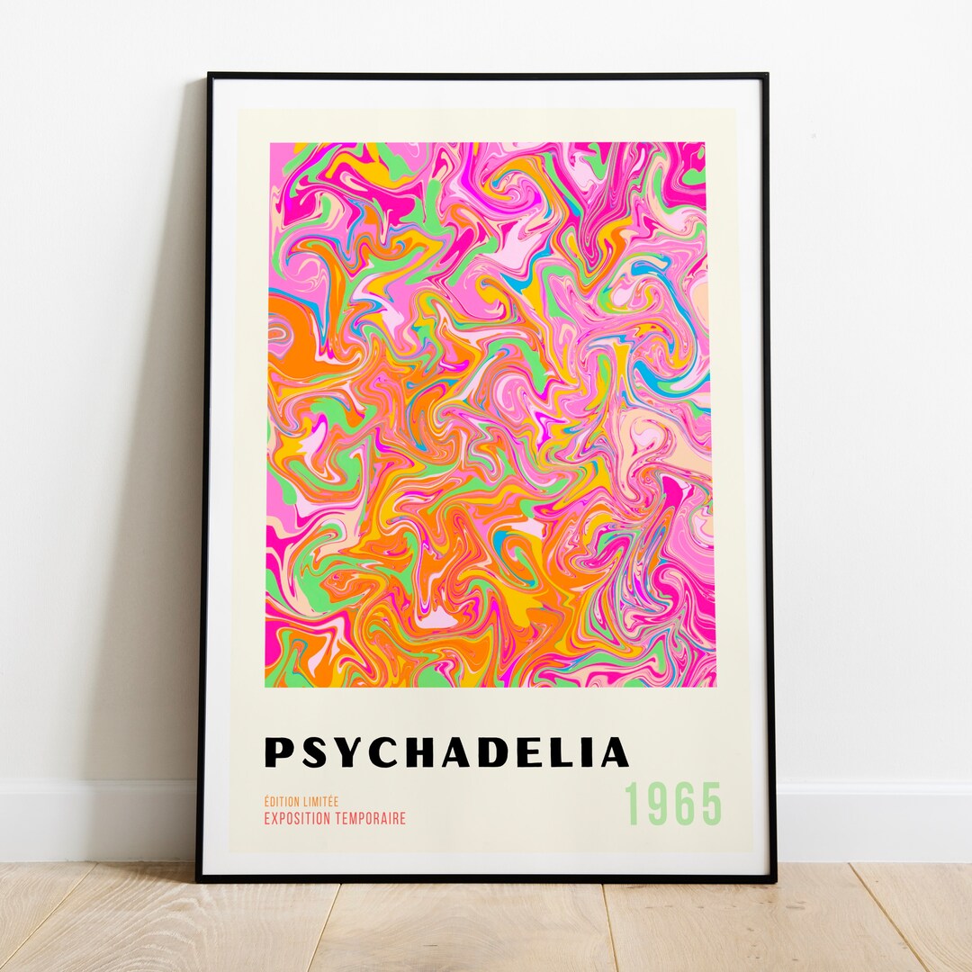Orange Pink Decor, Psychadelic Digital Download, 70s Style Poster, 60s ...