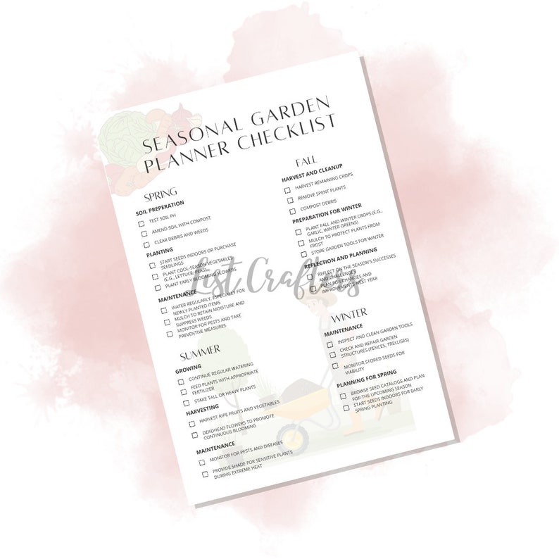 Seasonal Garden Planner Checklist-light Graphics - Etsy