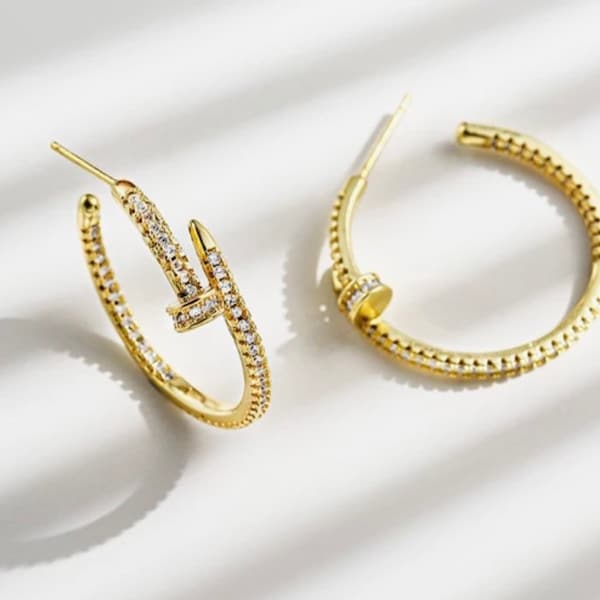 Nail Earrings - Etsy