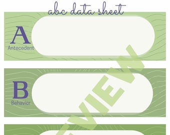 ABC Data Sheet, Antecedent, Behavior, Consequence, for Anecdotal ...