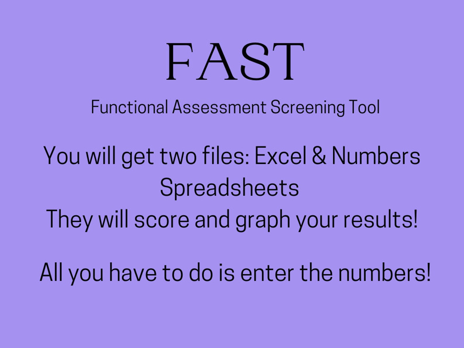 FAST (functional Assessment Screening Tool) Excel/numbers Spreadsheet ...