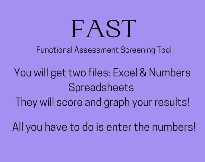FAST (functional Assessment Screening Tool) Excel/numbers Spreadsheet ...