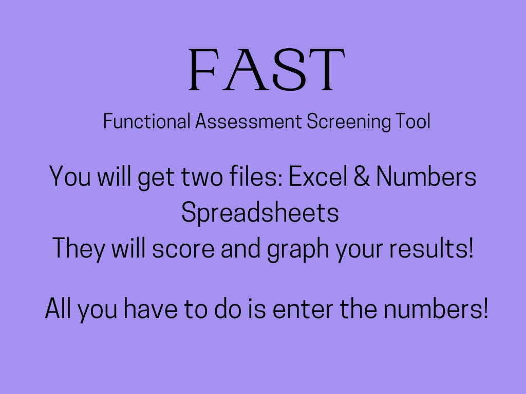 FAST (functional Assessment Screening Tool) Excel/numbers Spreadsheet ...