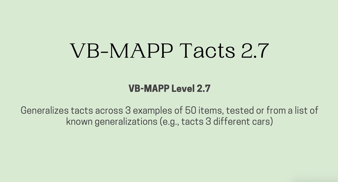 ABA Materials VB-MAPP Level Two Tact 2.7 Behavior Analyst, Rbt ...