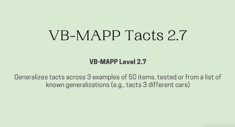 ABA Materials VB-MAPP Level Two Tact 2.7 Behavior Analyst, Rbt ...