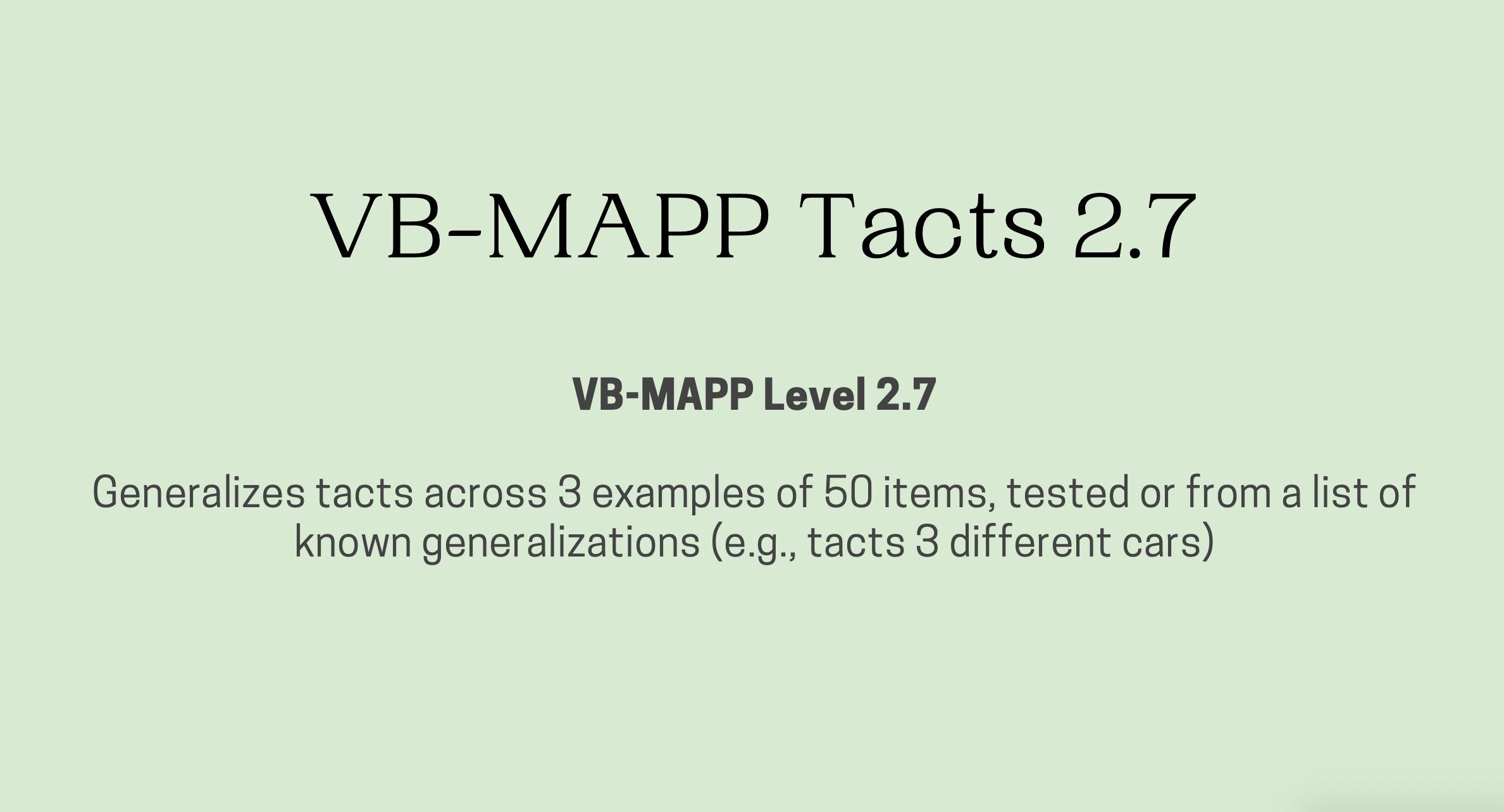 ABA Materials VB-MAPP Level Two Tact 2.7 Behavior Analyst, Rbt ...