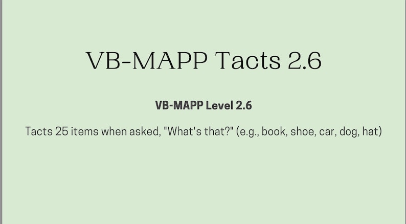 ABA Materials VB-MAPP Level 2.6 Assessment Behavior Analyst, Rbt ...