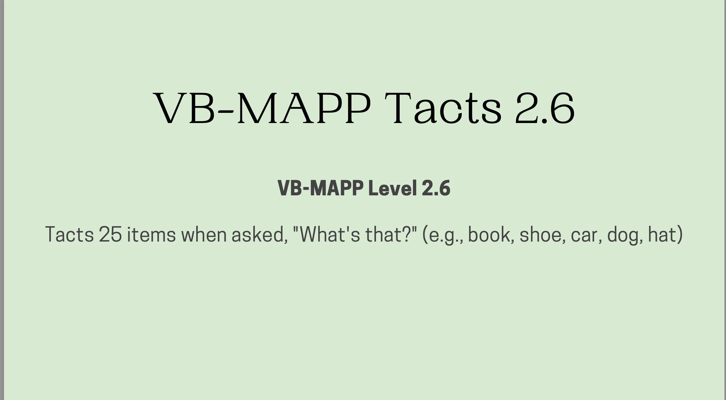 ABA Materials VB-MAPP Level 2.6 Assessment Behavior Analyst, Rbt ...