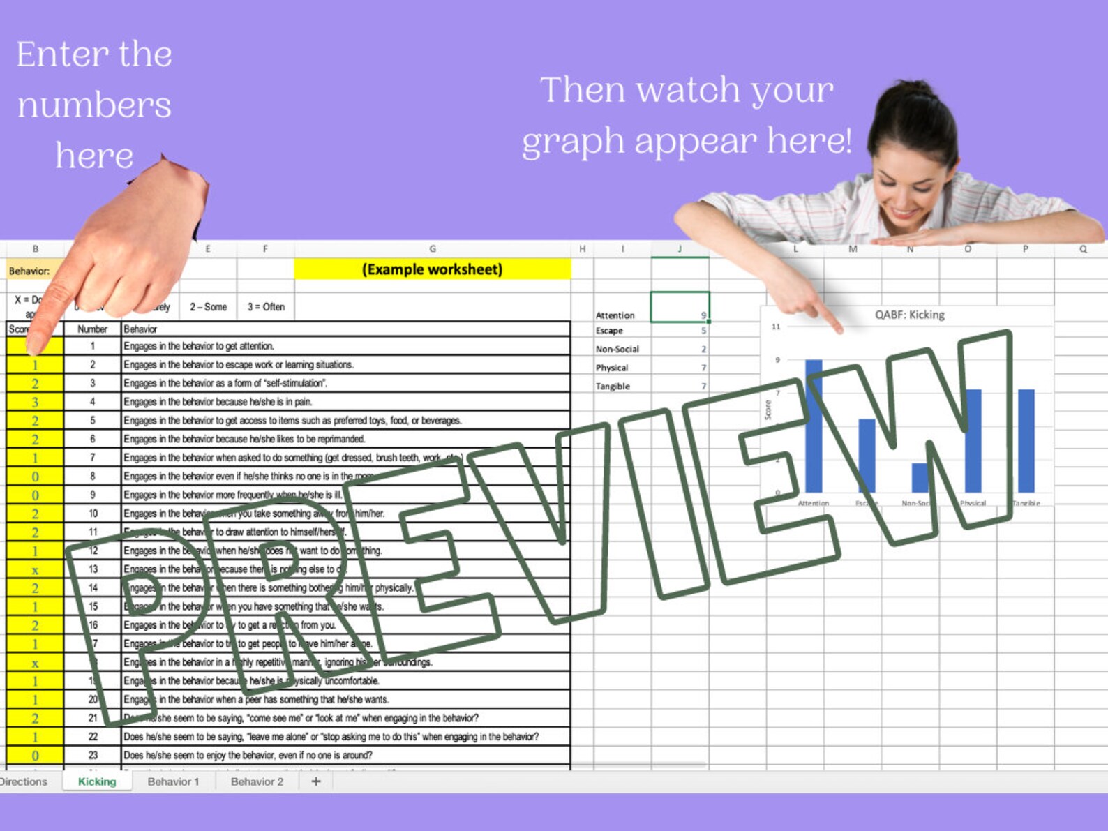 QABF Excel and Numbers Spreadsheet-automatically Score and Graph ...