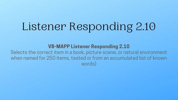 ABA Materials VB-MAPP Listener Responding 2.10 level Two - Etsy
