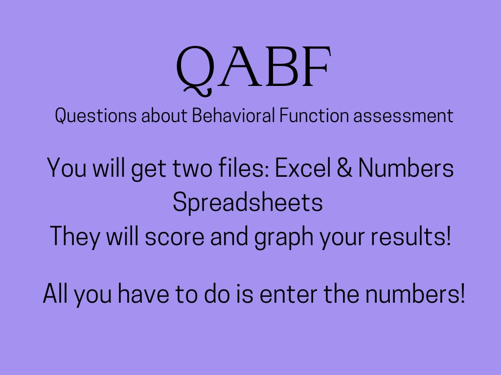 QABF Excel and Numbers Spreadsheet-automatically Score and Graph ...