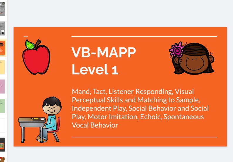 Complete VB-MAPP Level 1 Assessment (google Slides) Behavior Analyst ...