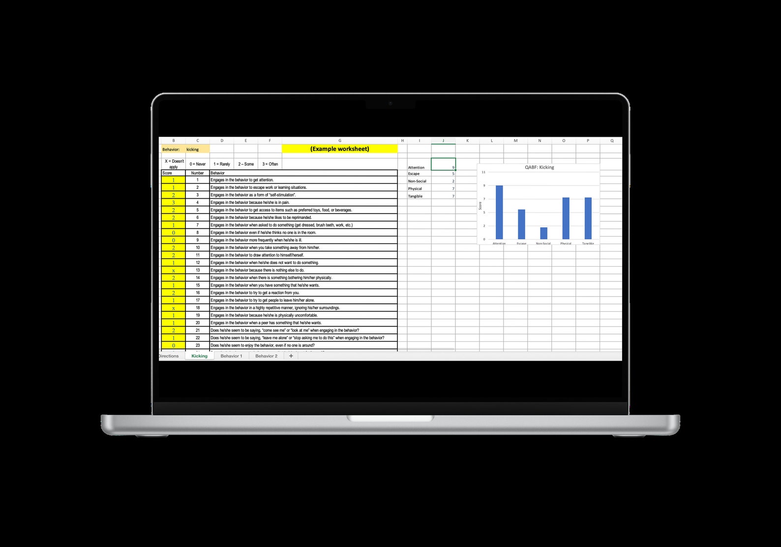 FAST (functional Assessment Screening Tool) Excel/numbers Spreadsheet ...