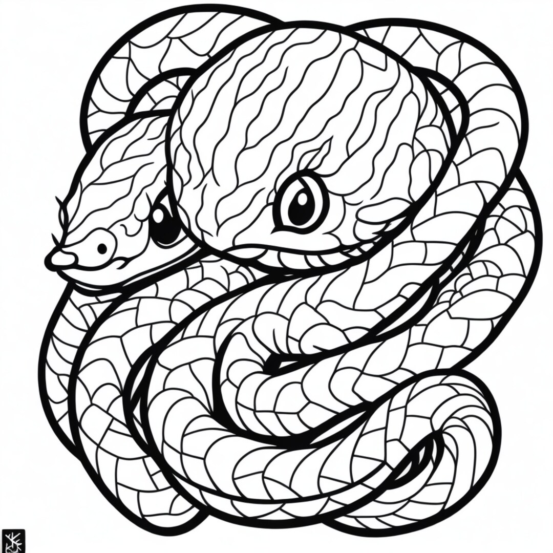 SNAKE: Cartoon Coloring Page for Kids - Etsy Canada