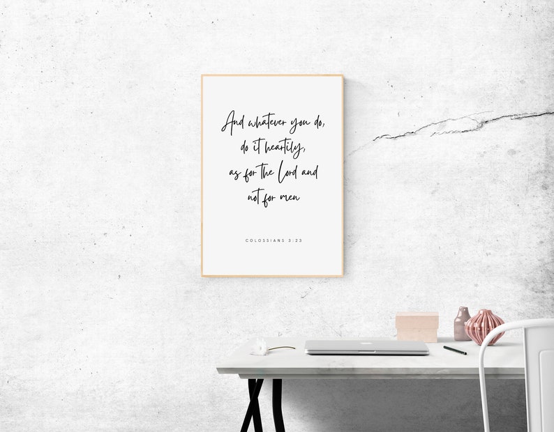 Inspirational Bible Verse Printable - Colossians 3:23 - Etsy