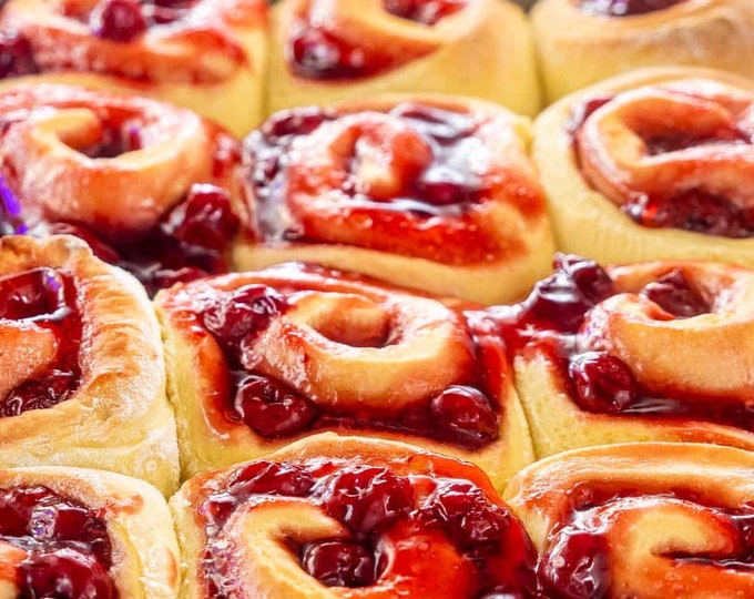 Cherry Rolls Sweet Bread. Homemade Roll Pack for Winter, Hibernate ...