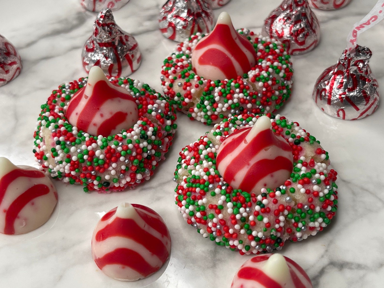 Peppermint Kisses Hugs Sprinkle Cookies Homemade Cookie Pack for Winter ...