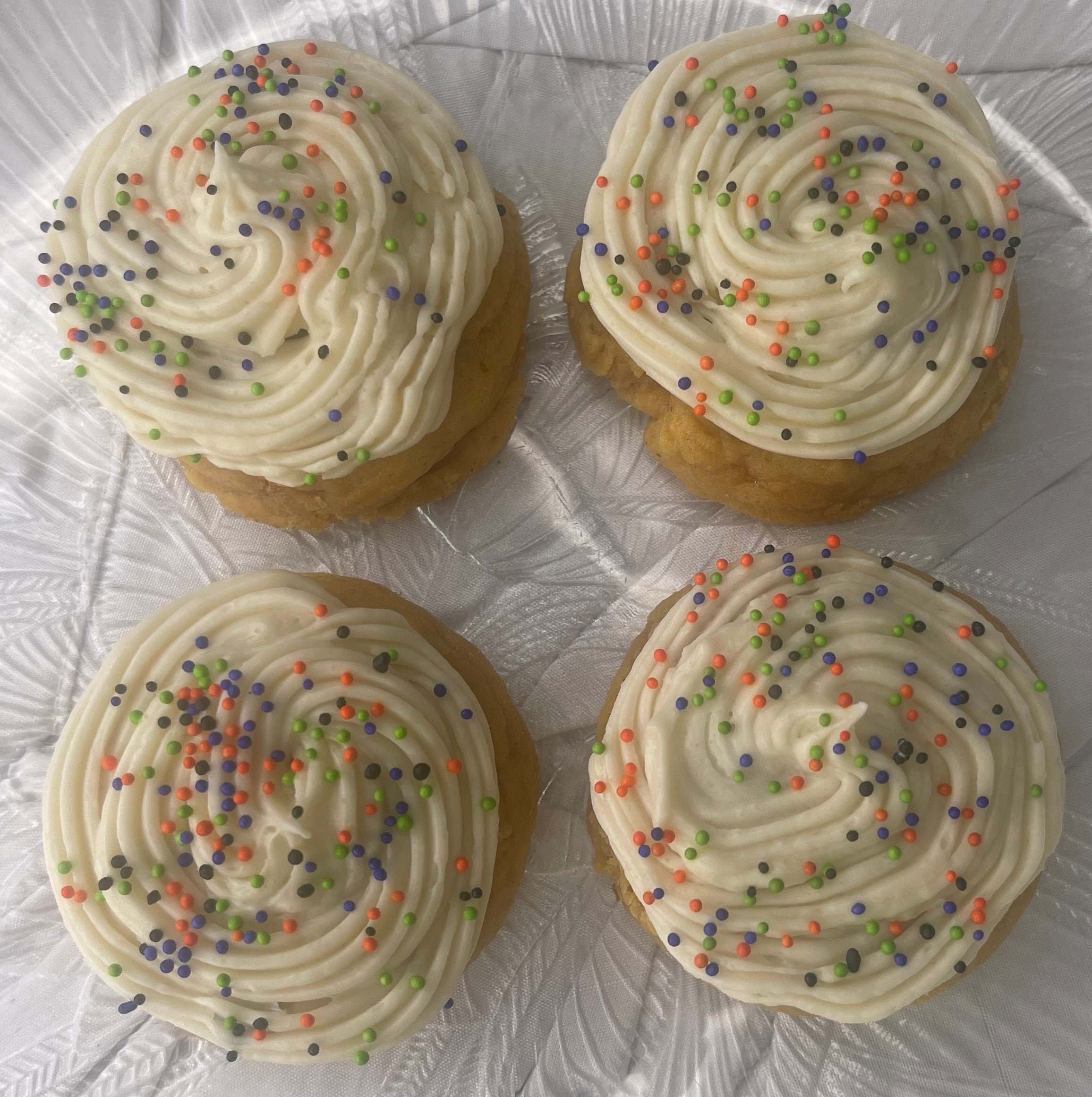 Pumpkin Cream Cheese Frosted Sprinkle Cookies. Homemade Cookie Pack for ...