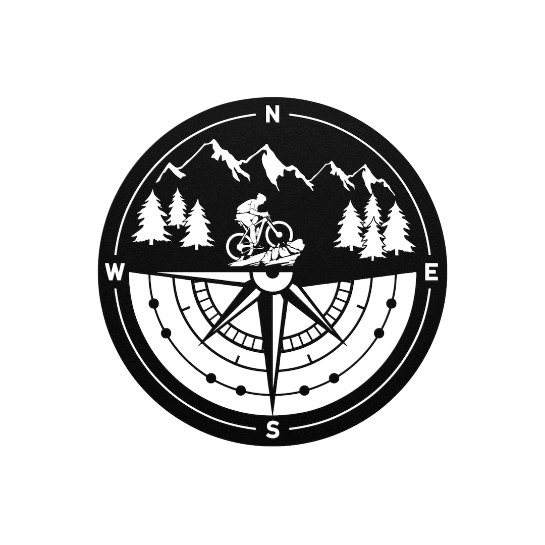 Mountain Bike Compass Metal Wall Art, Mountain Bike Wall Decor ...