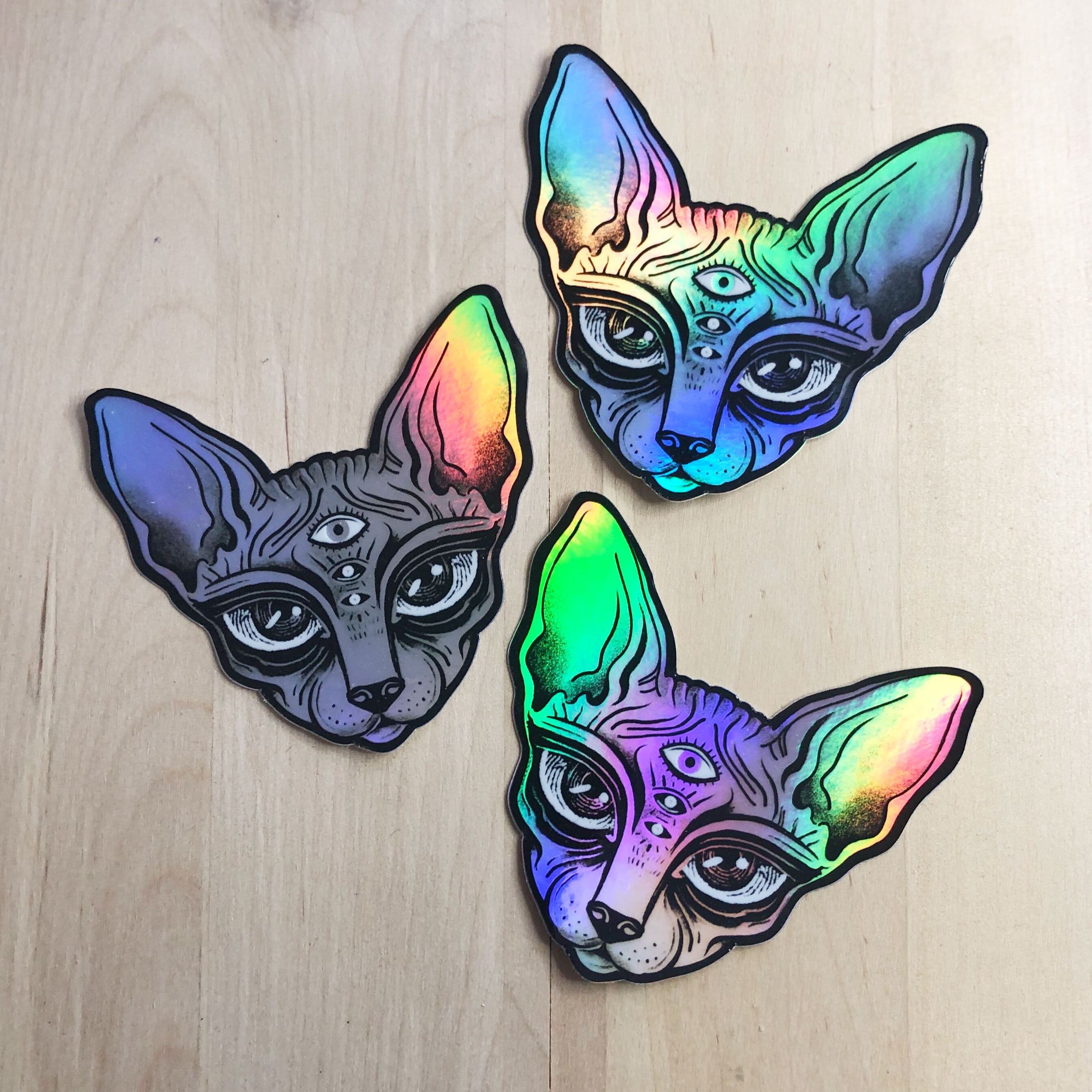 Holographic Sticker of Alien Cat - 76 Mm X 71 Mm - Etsy