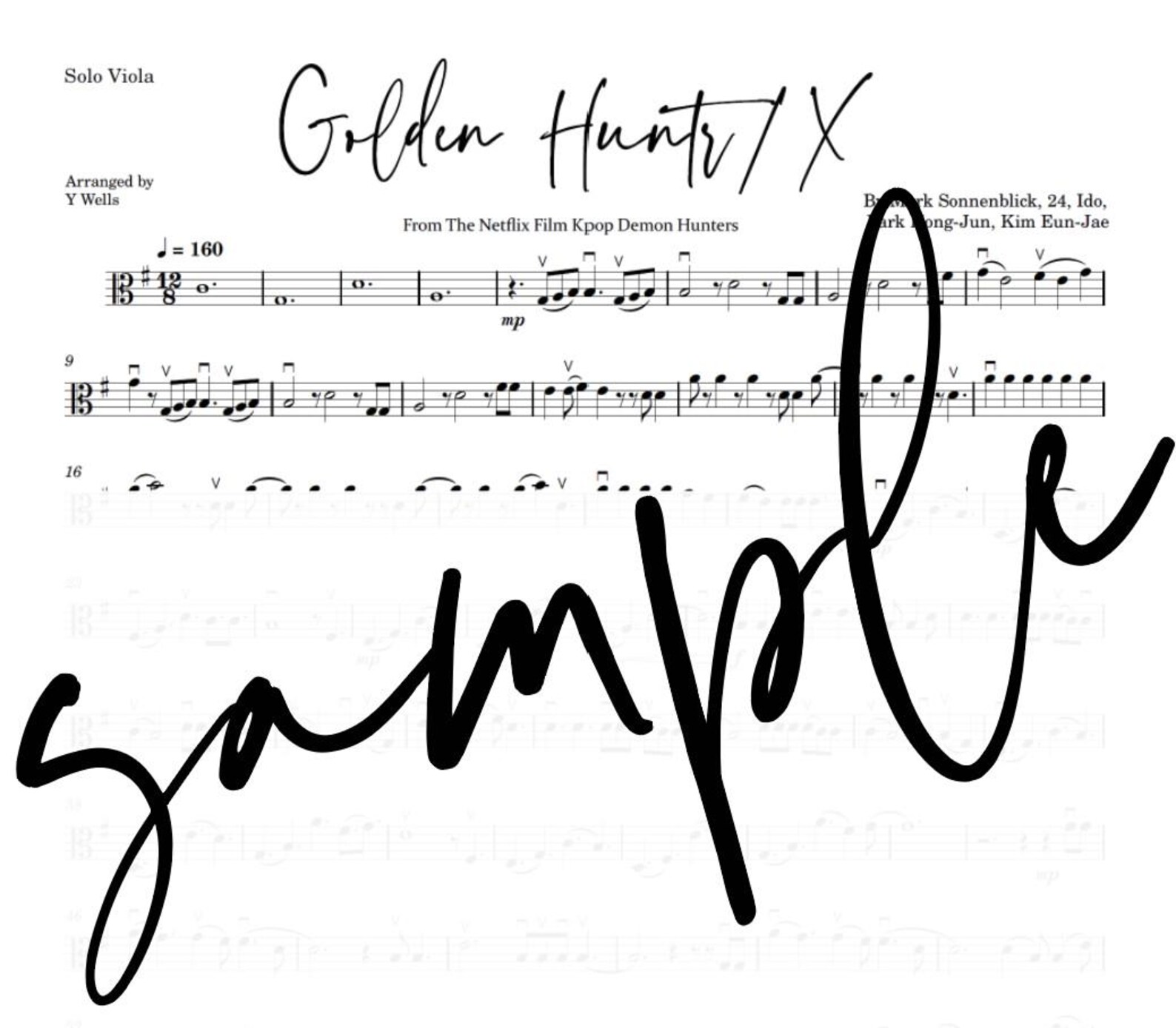 Golden_huntr/x Kpop Demon Hunters Easy VIOLA Printable Sheet Music ...