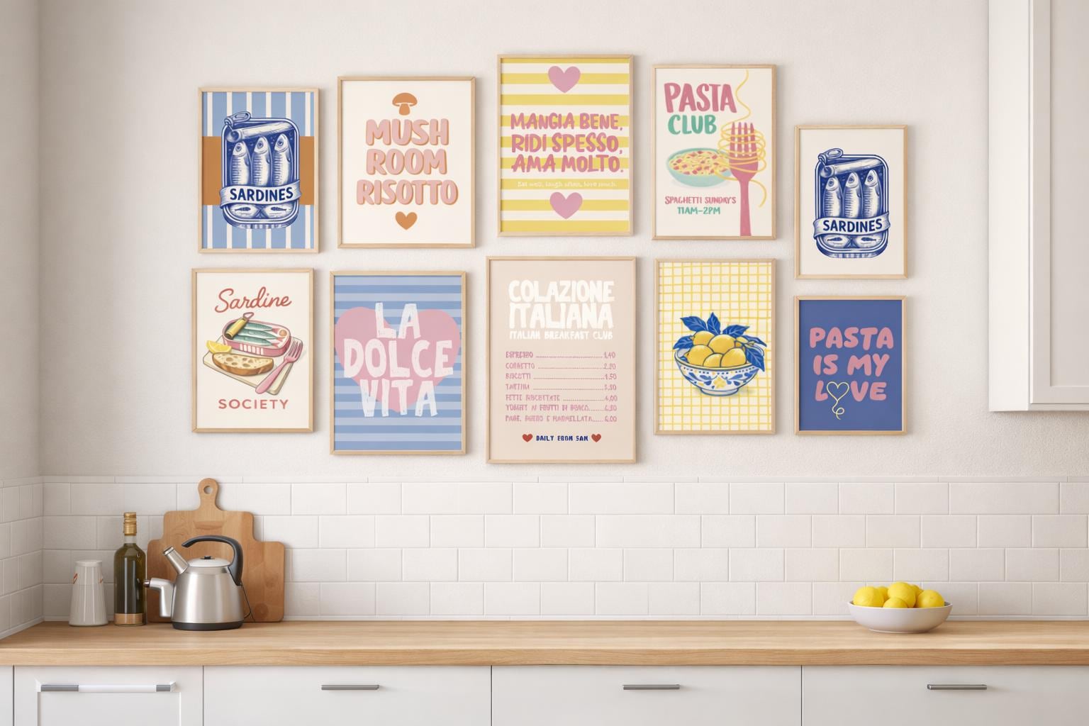 12 Digital Files • Italian Summer Kitchen Art • Amalfi Coast Wall ...