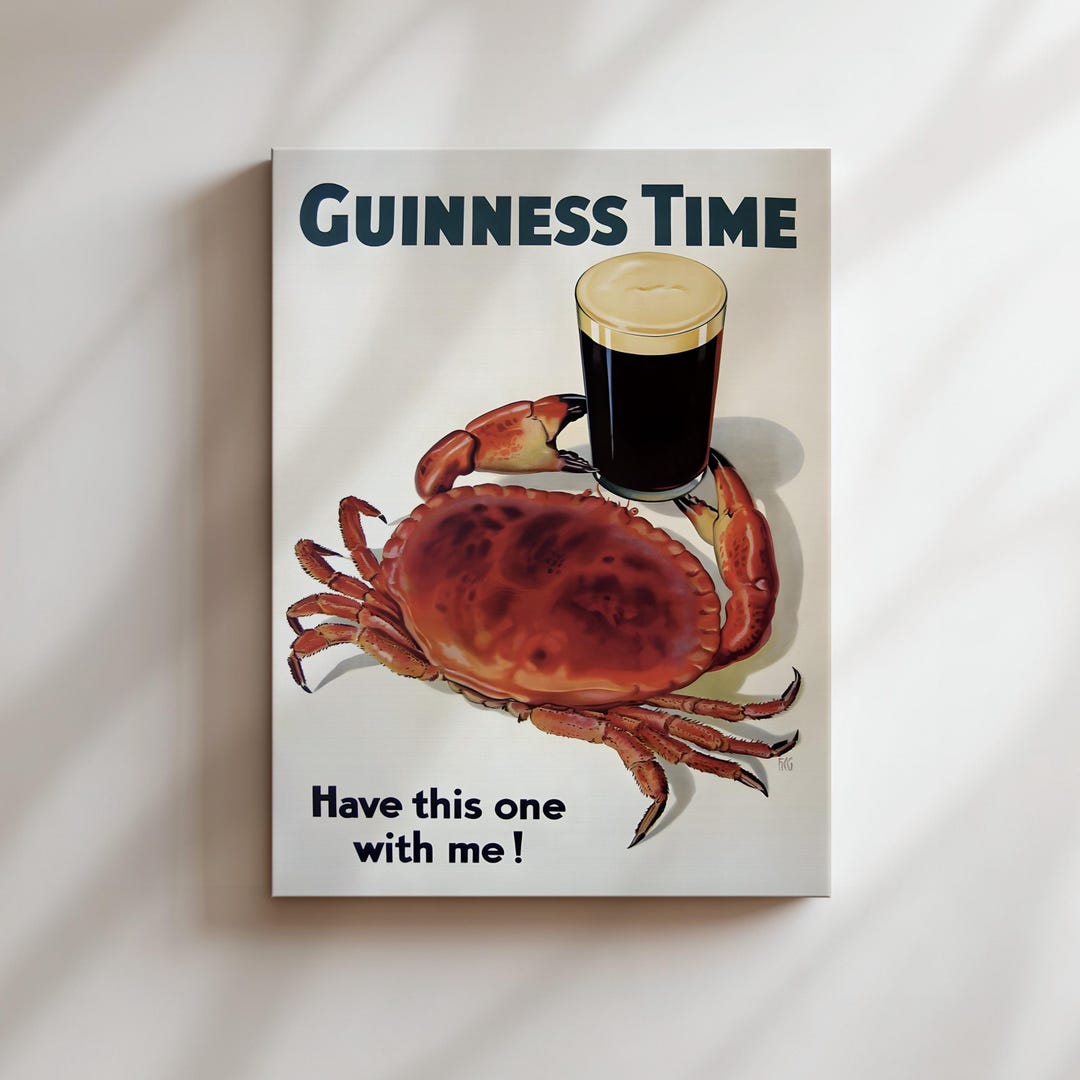 Guinness Time Crab Art Print: Vintage Food & Wine Poster - Etsy