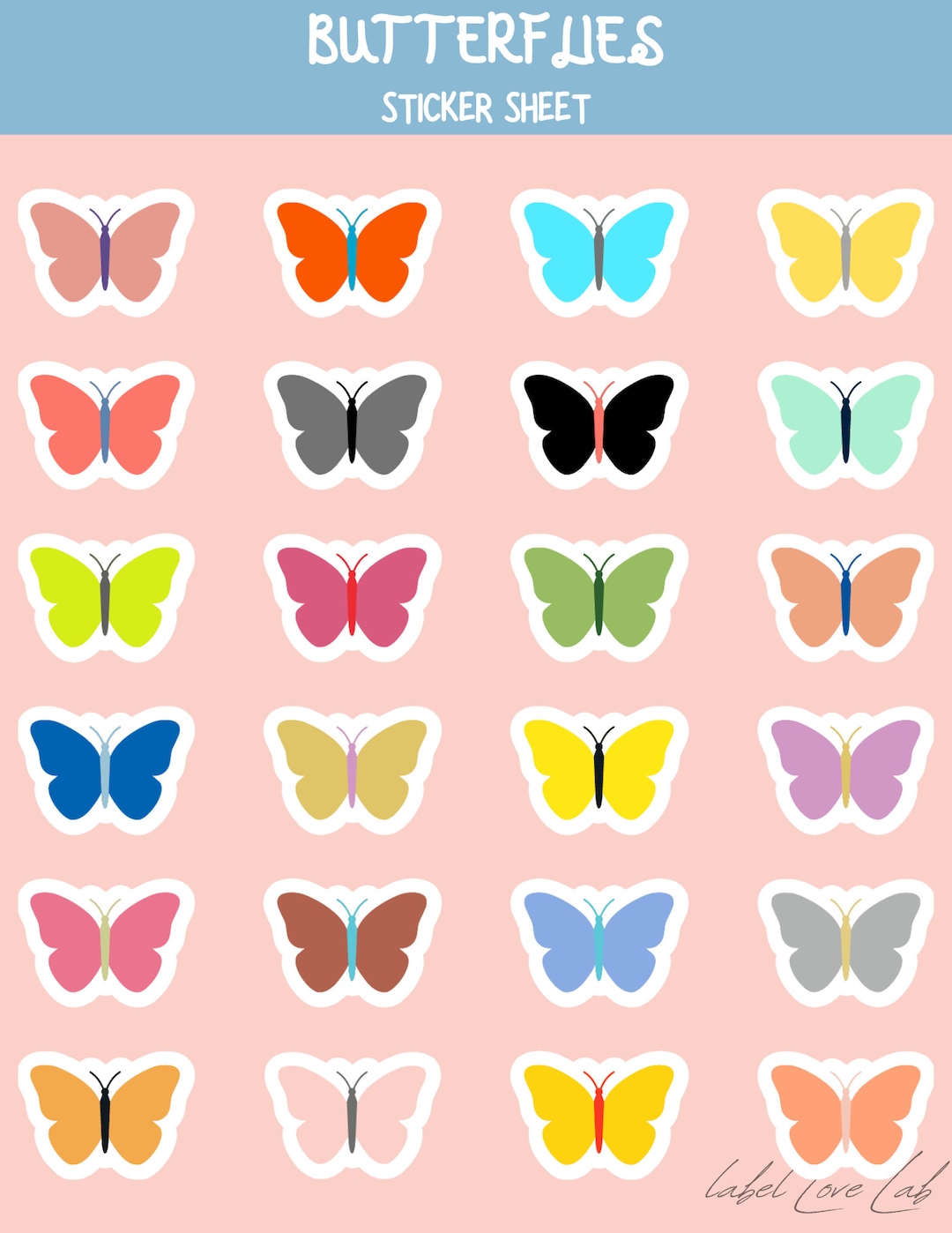 Butterfly Sticker Sheet Vinyl Sticker Sheet - Etsy