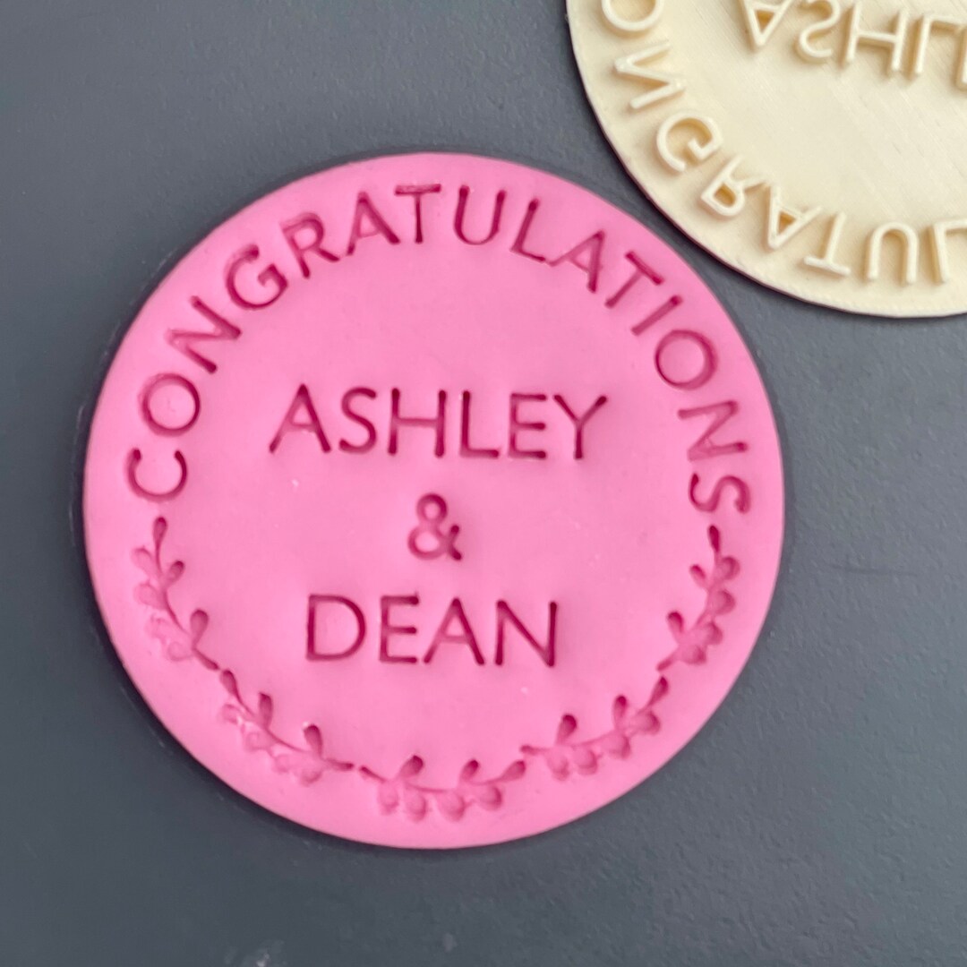 Personalised Congratulations Stamp Cutter Fondant Embosser Wedding ...