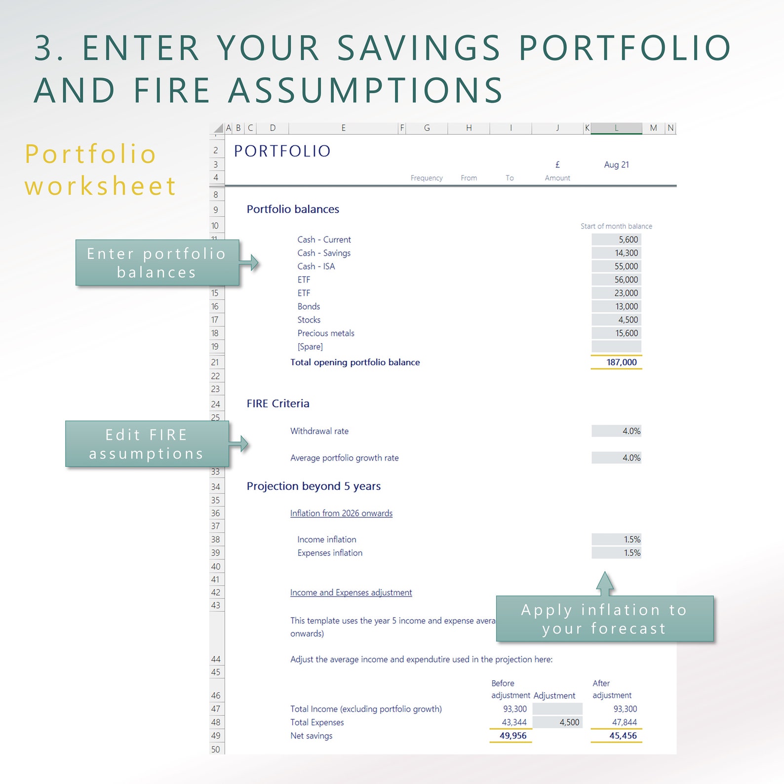 Financial Independence Planner With Income and Expenses Analysis ...
