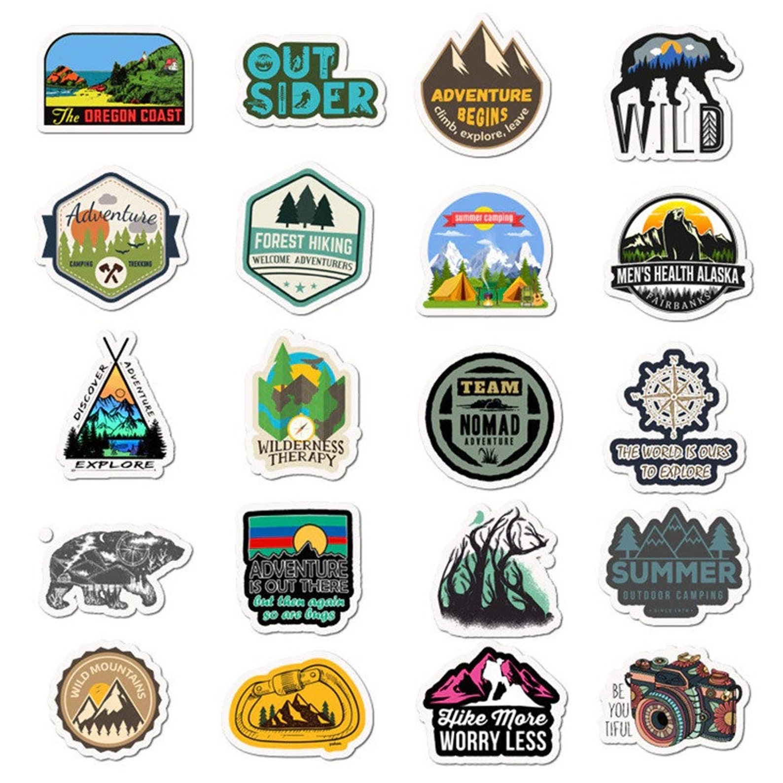 50 Campervan, Camping and Travel Stickers, Adventure, Climbing and ...