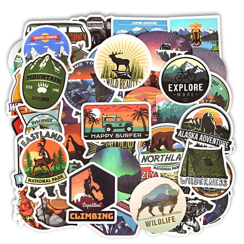50 Campervan, Camping and Travel Stickers, Adventure, Climbing and ...