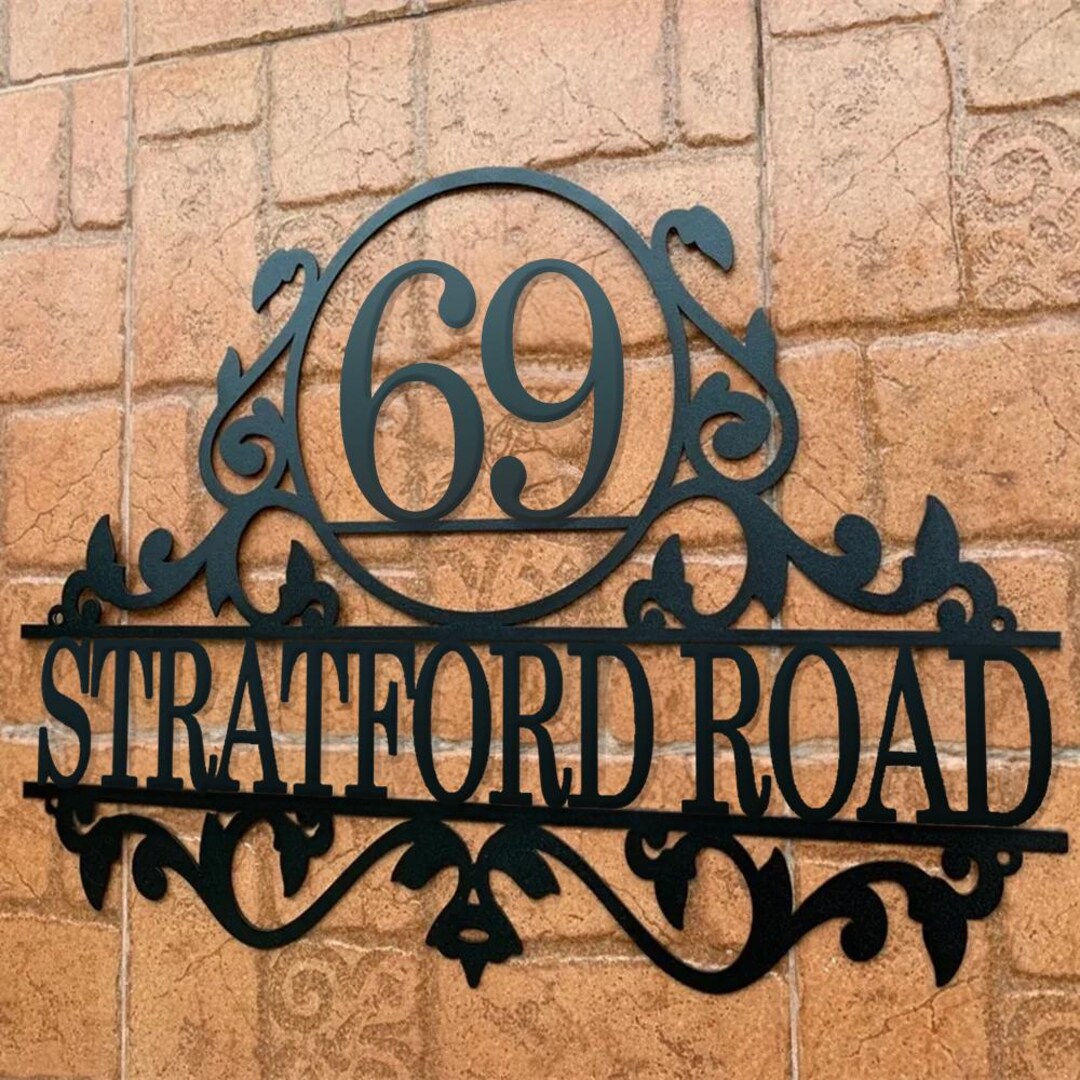 Custom Metal House Number Sign - Personalized With Road Name Address ...