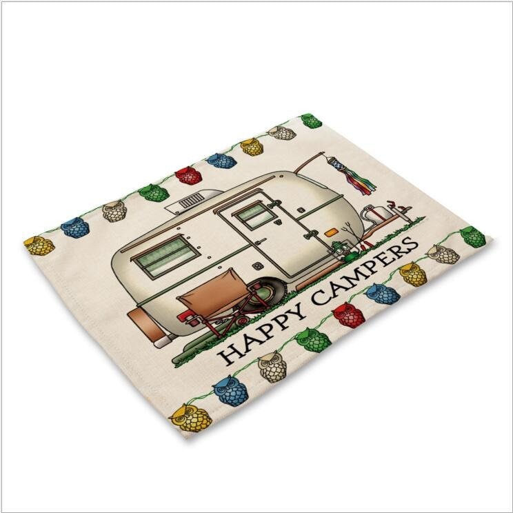 Happy Campers Placemat, Camper RV Gift, Traveller Gift for Campers ...