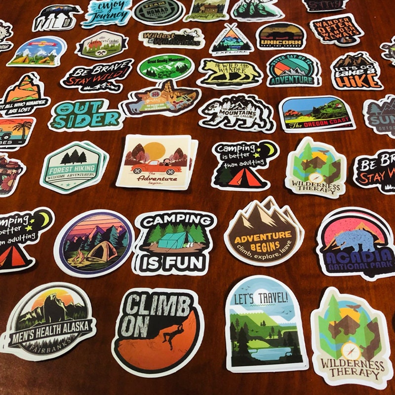 50 Campervan, Camping and Travel Stickers, Adventure, Climbing and ...