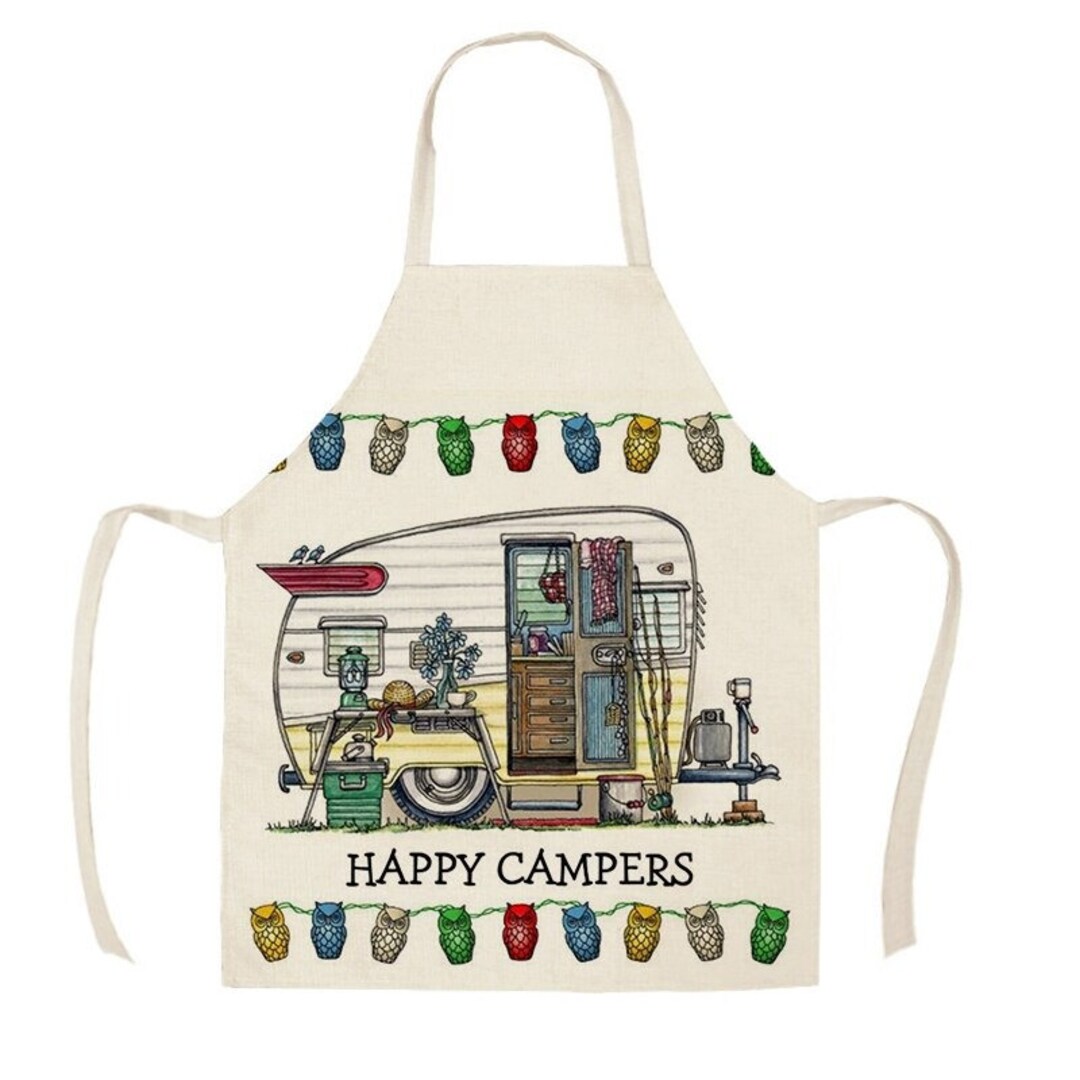 Happy Campers Airstream Caravan Trailer Apron, Camper Gift, Traveller ...