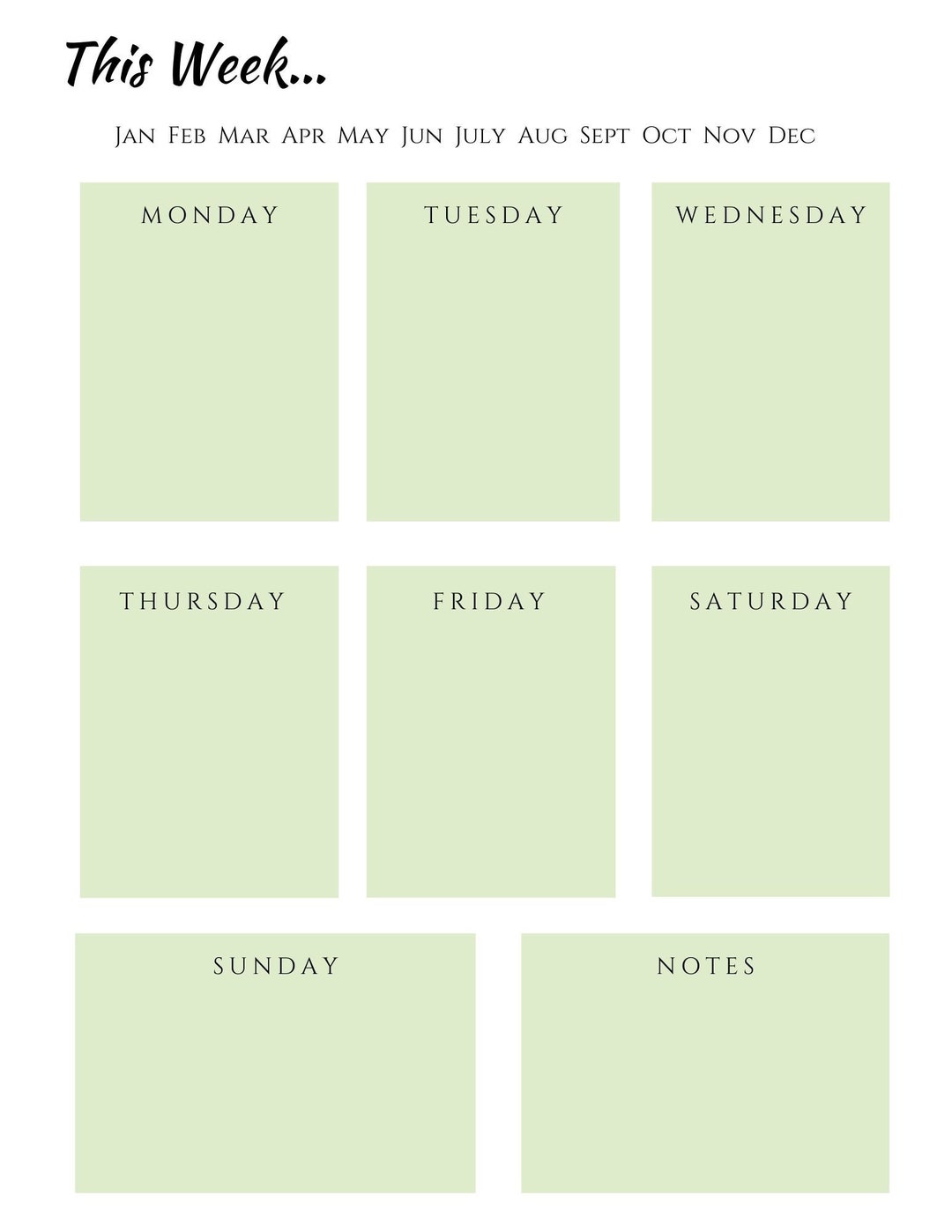 Weekly Planner Printable Page/undated/circle Month/ - Etsy
