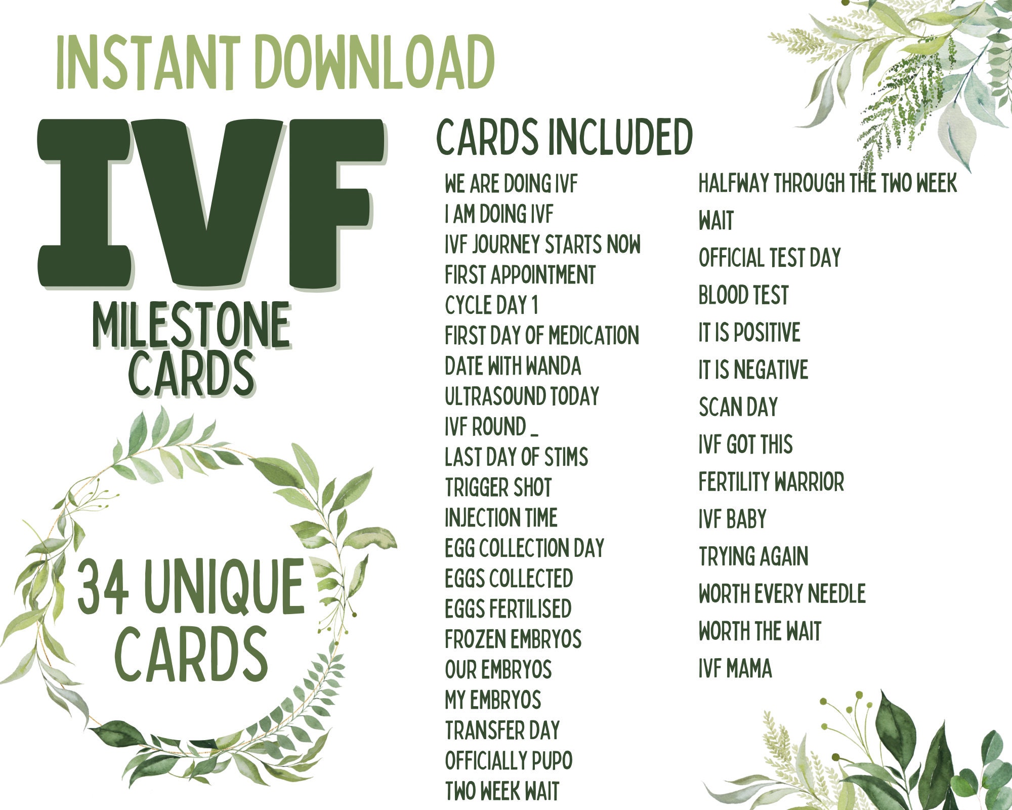 IVF Journey Milestone Cards Digital Download Fertility Journey - Etsy