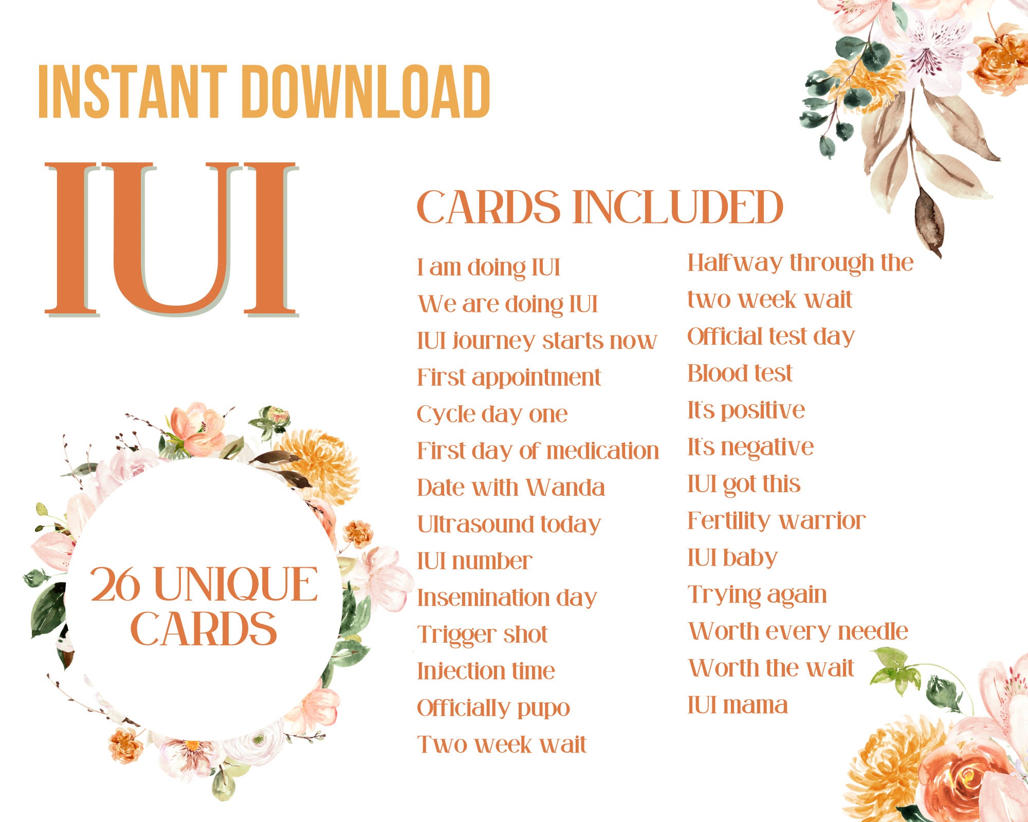 IUI Journey Milestone Cards | Digital Download | Fertility Journey ...